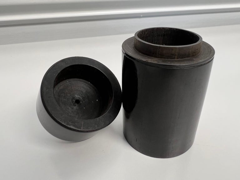 Mid 19th Century English Wooden Cylindrical Match Box Ebonized Wood For ...