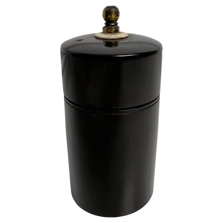 Mid 19th Century English Wooden Cylindrical Match Box Ebonized Wood For ...