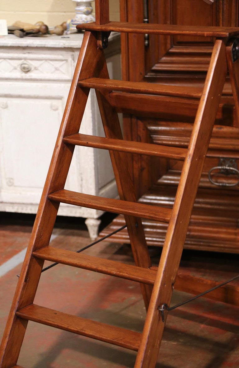 Mid-19th Century French Carved Oak and Iron Seven-Step Folding Library ...