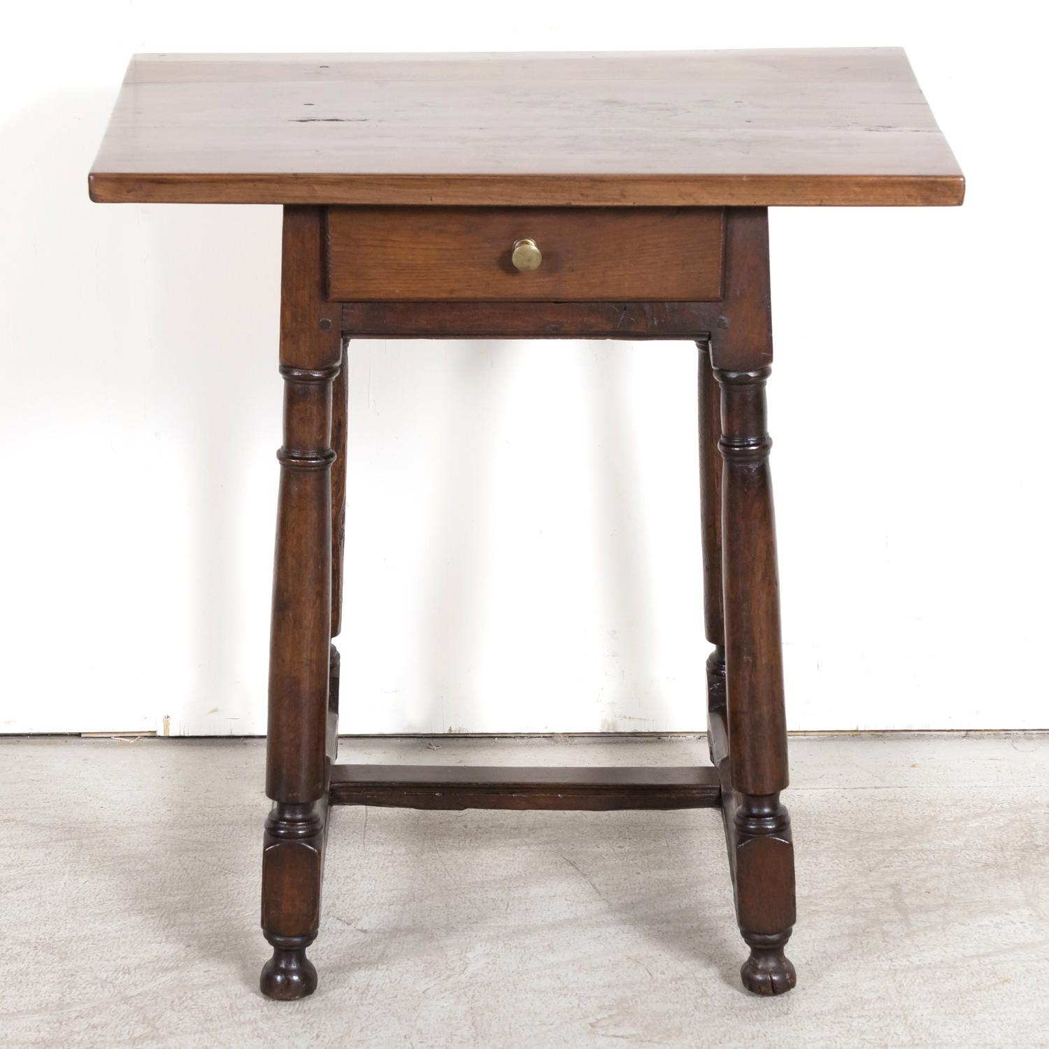Mid-19th Century French Country Walnut Side Table with Drawer For Sale ...