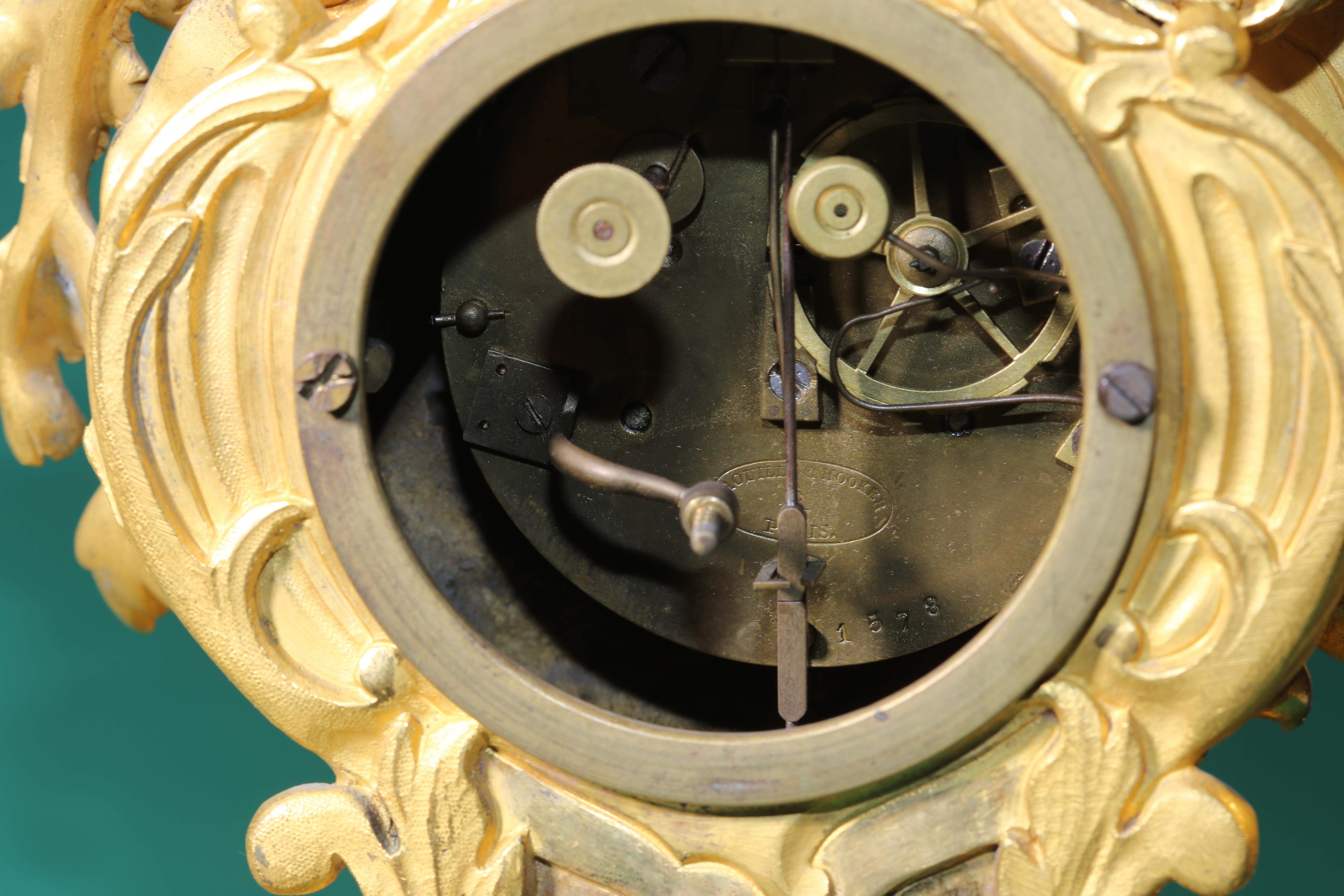 Mid 19th Century French Gilt Bronze Clock, Rococo Style For Sale at 1stDibs