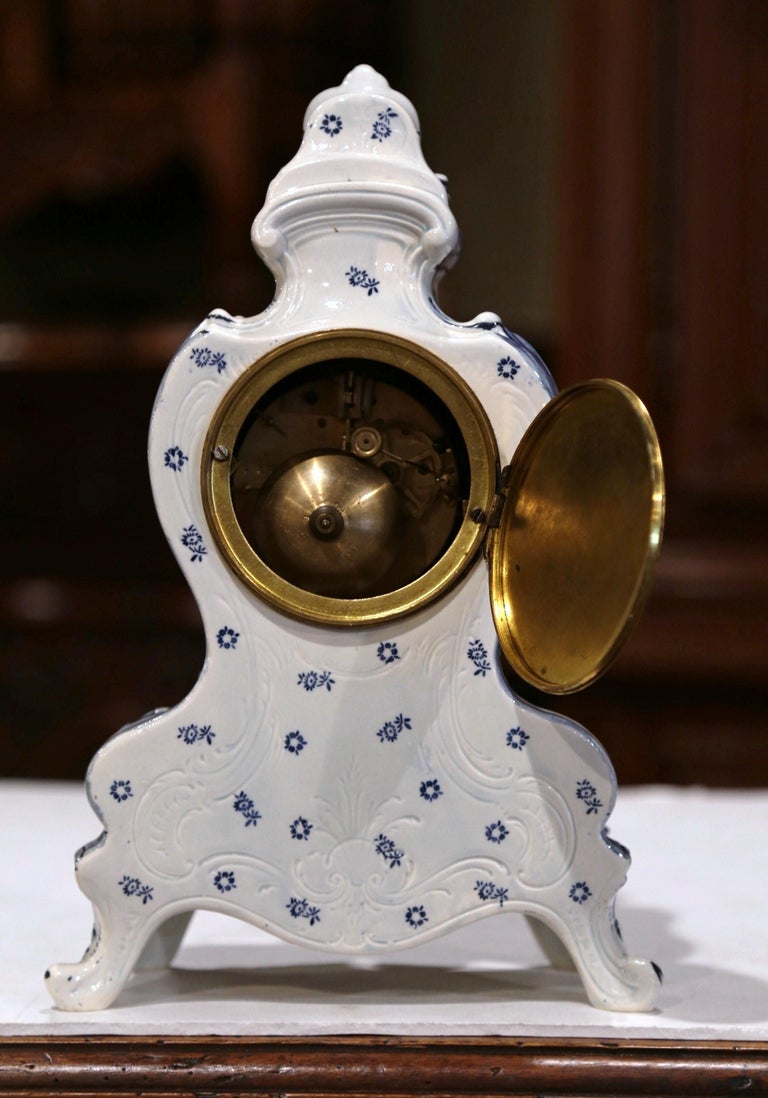 Mid-19th Century French Hand-Painted Blue and White Faience Mantel ...