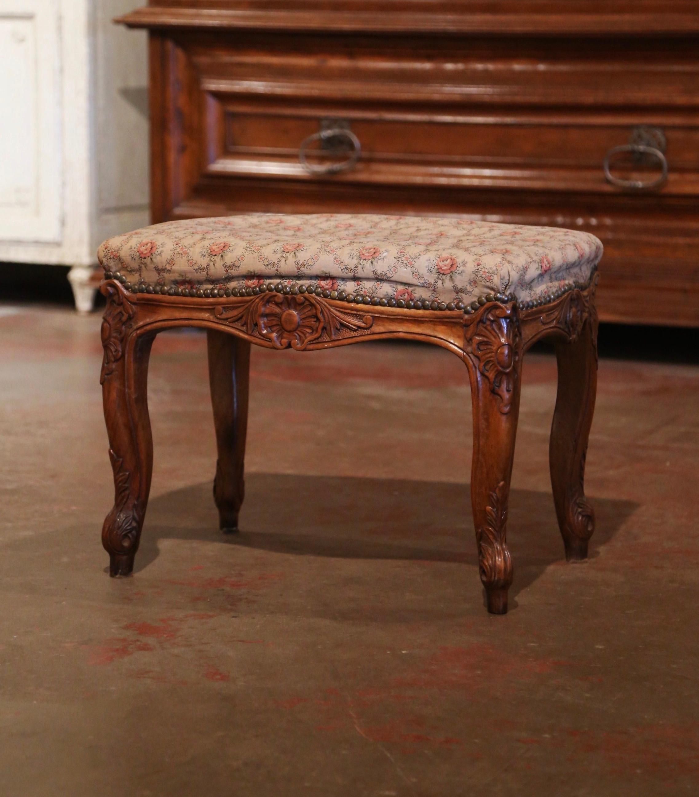 Mid-19th Century, French, Louis XV Carved Walnut Stools from Lyon, Set ...