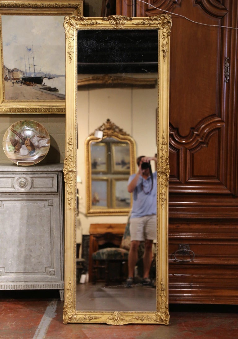 Mid-19th Century French Napoleon III Carved Giltwood Floor Mirror For ...