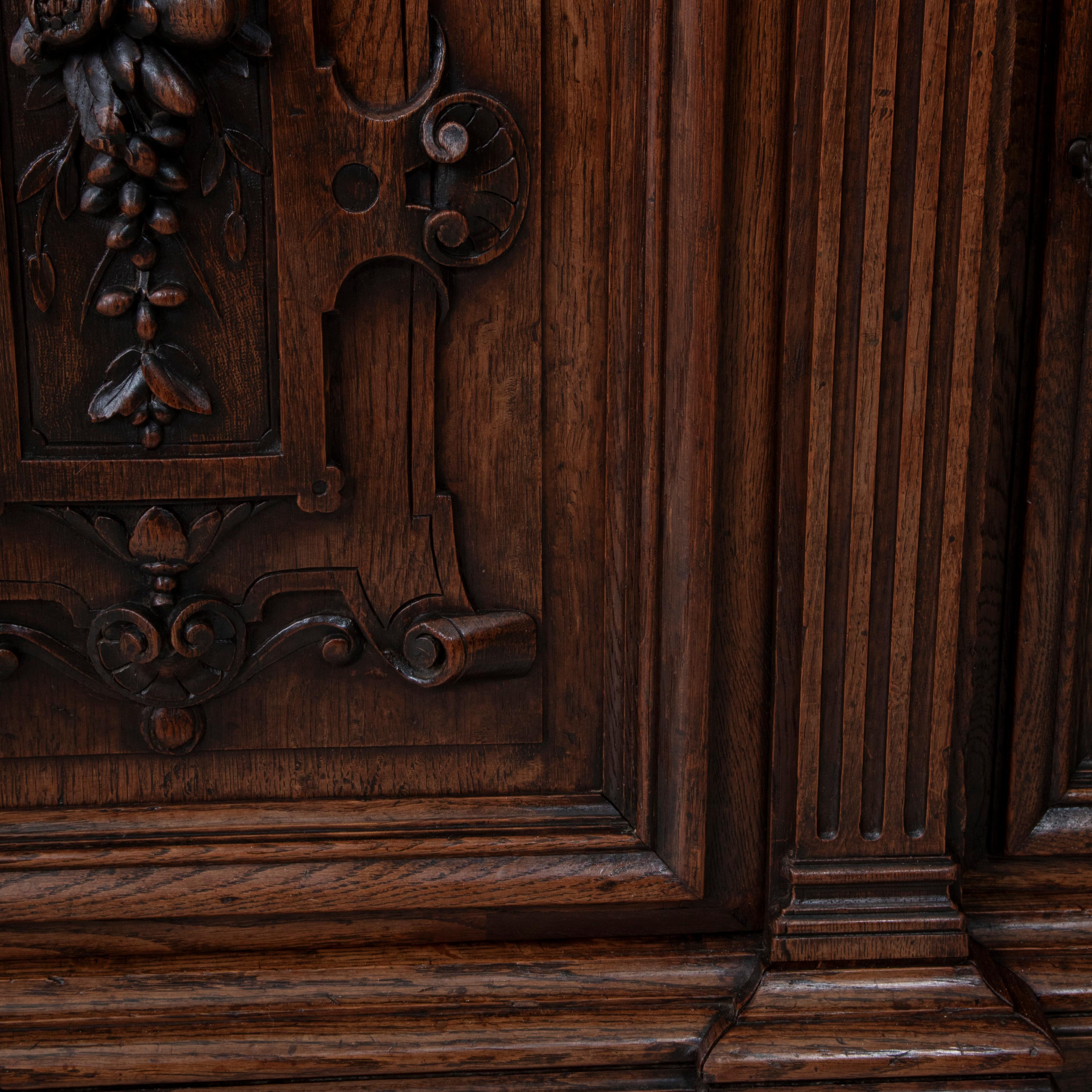 Mid-19th Century French Napoleon III Period Hand Carved Oak Enfilade ...
