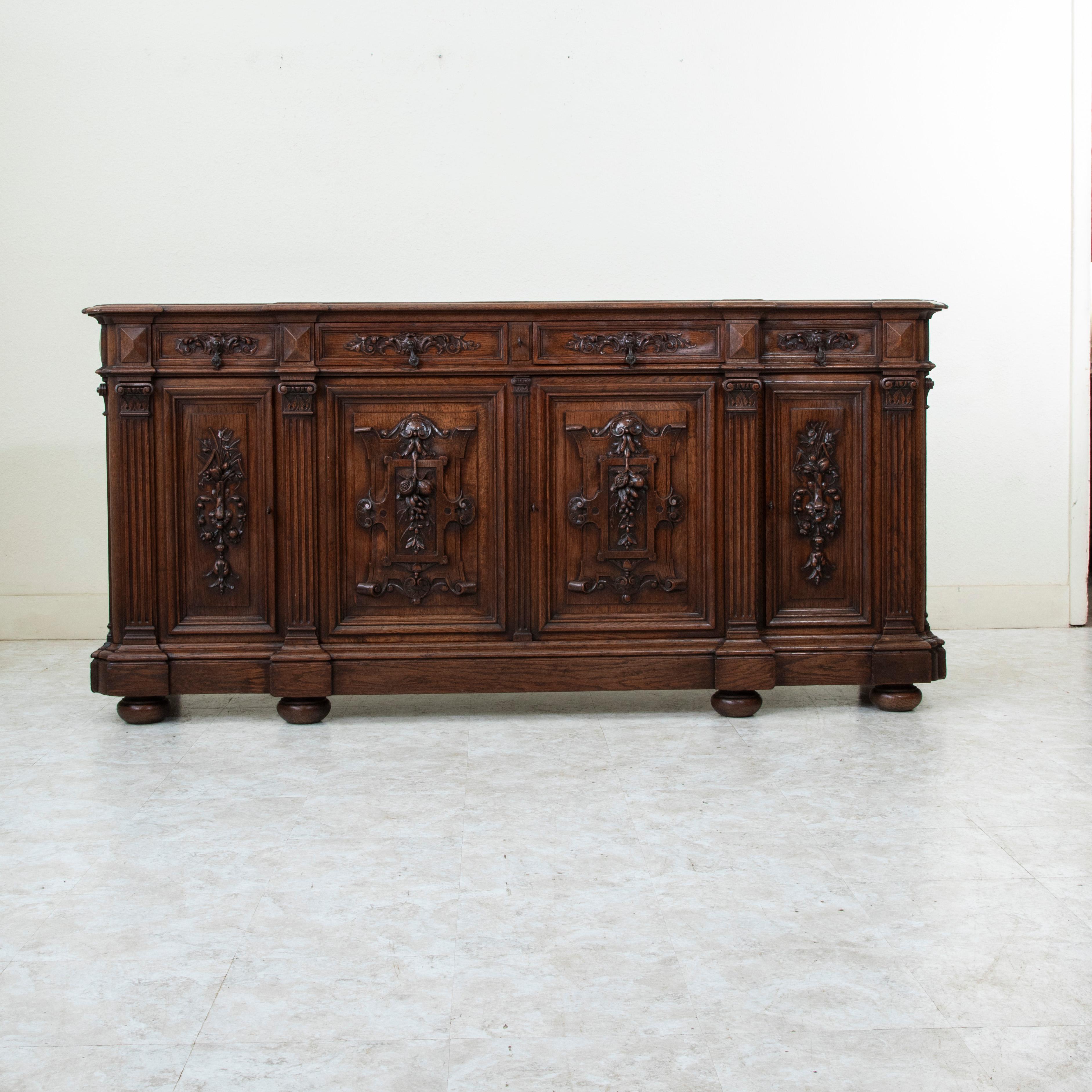 Mid-19th Century French Napoleon III Period Hand Carved Oak Enfilade ...