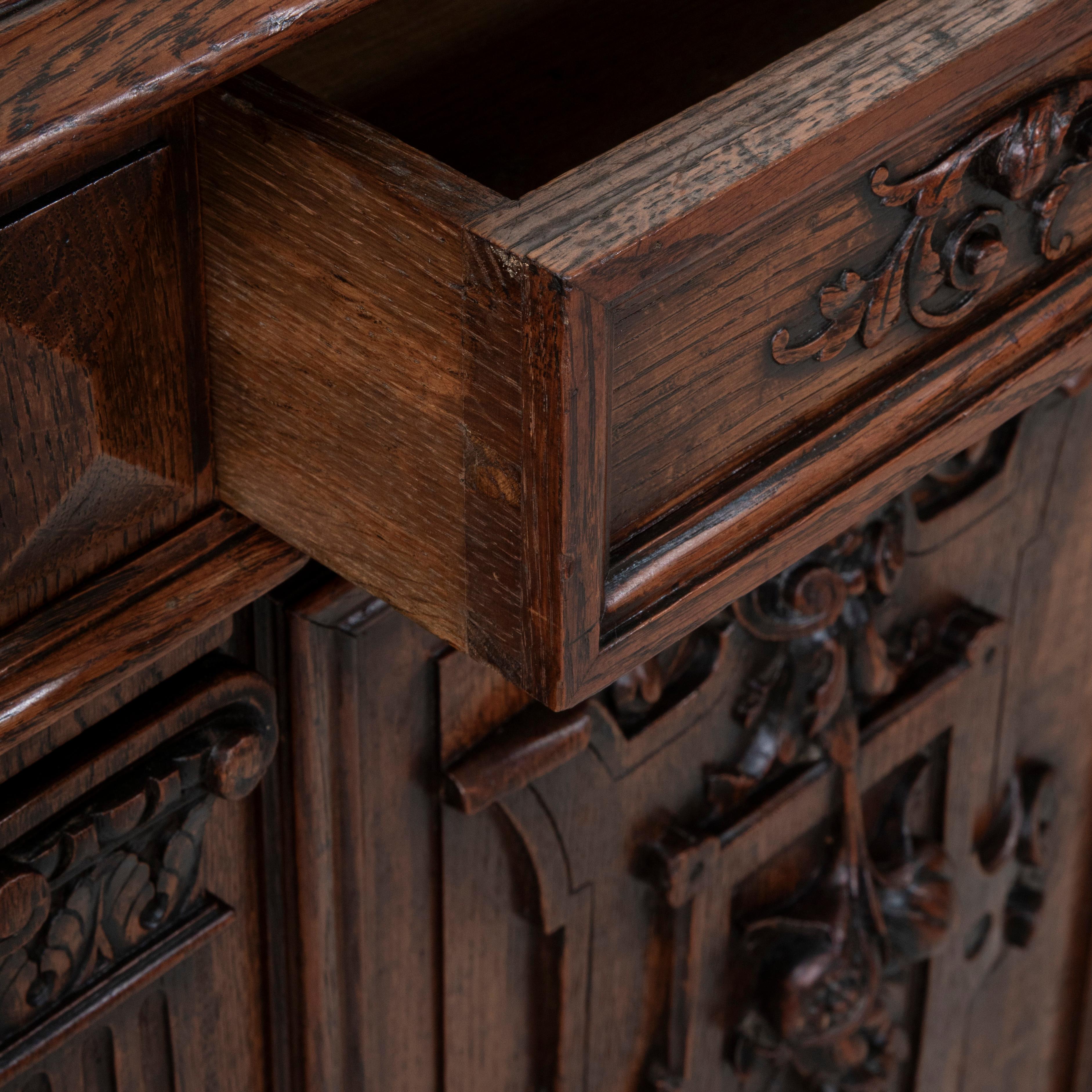 Mid-19th Century French Napoleon III Period Hand Carved Oak Enfilade ...