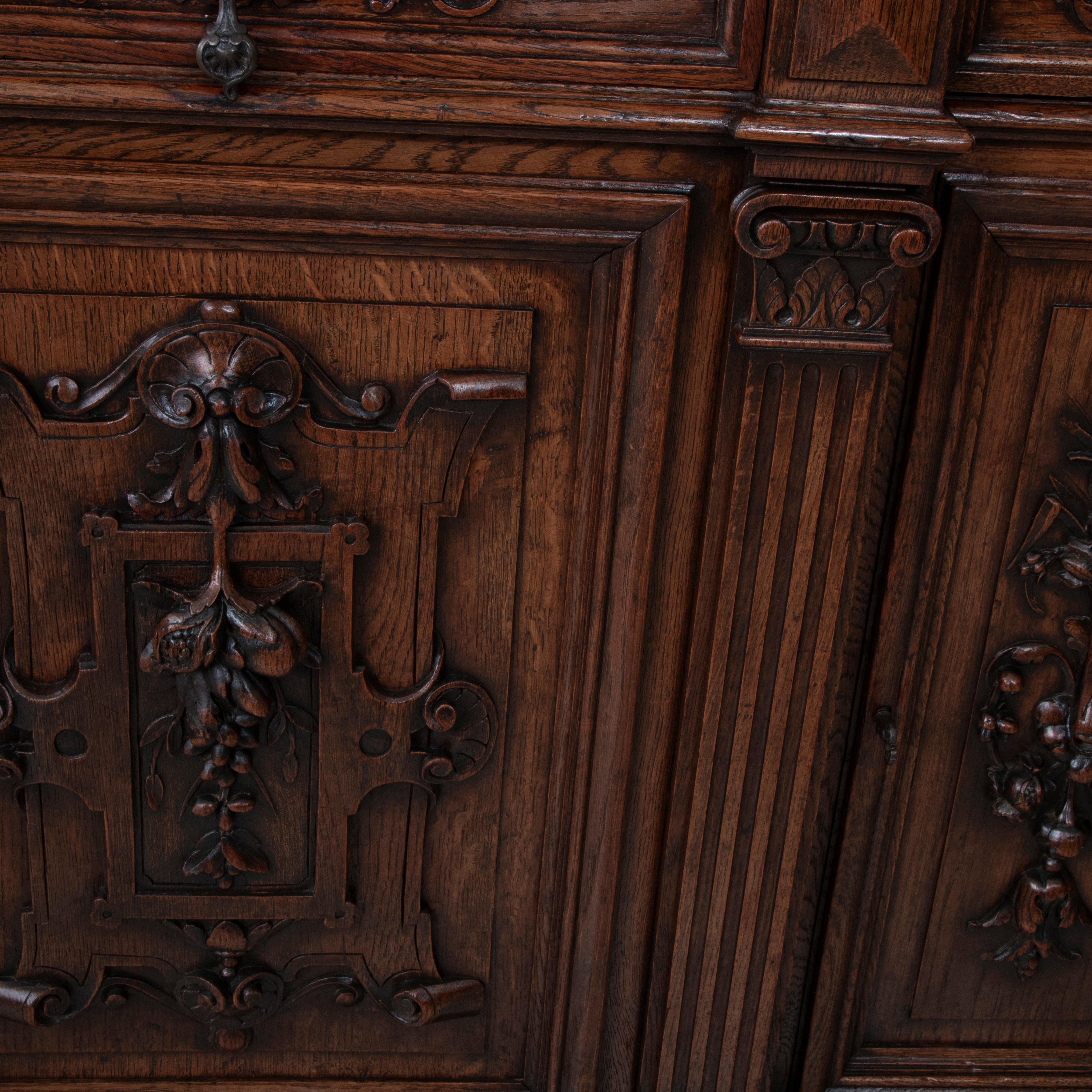 Mid-19th Century French Napoleon III Period Hand Carved Oak Enfilade ...