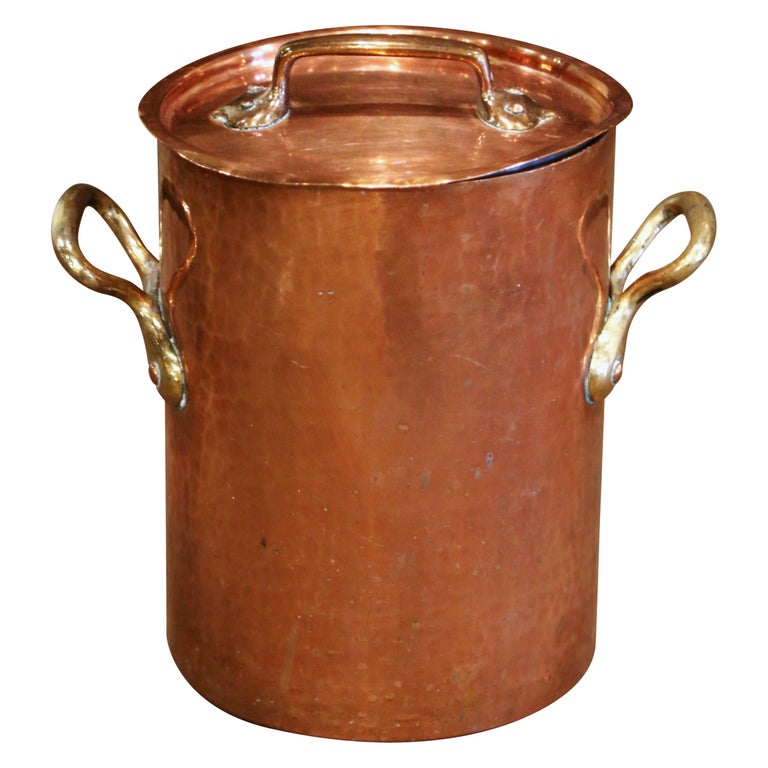 Mid-19th Century French Polished Copper Cauldron with Side Handles and ...