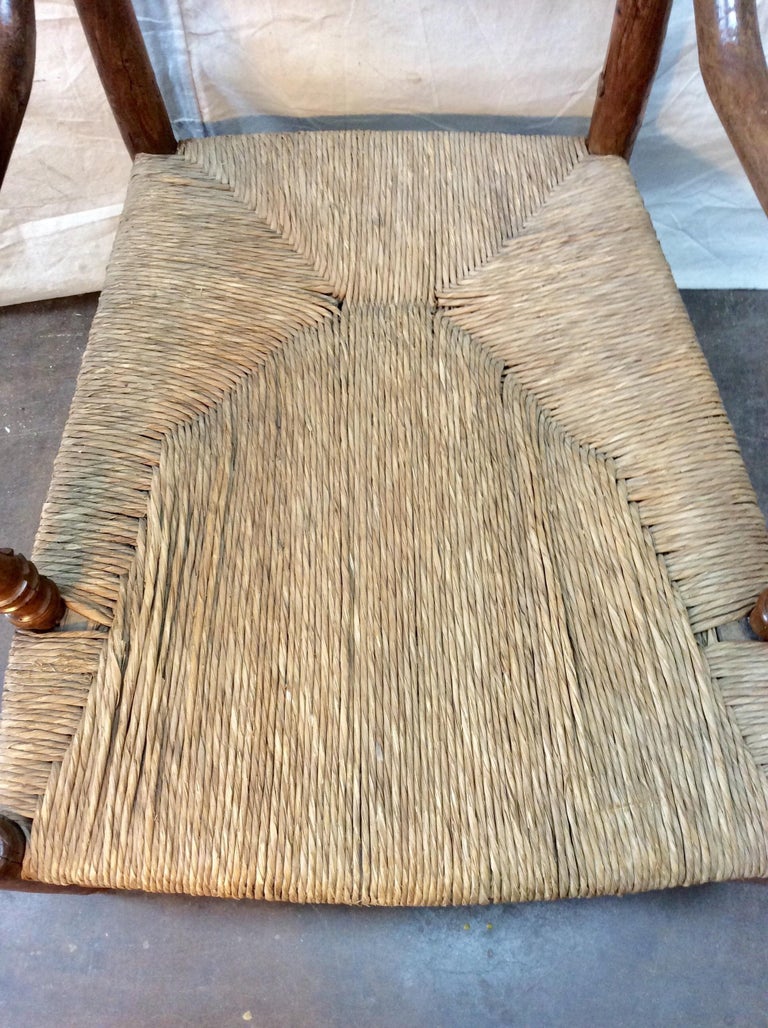 Mid-19th Century French Rush Seat Lounge Chair For Sale at 1stDibs