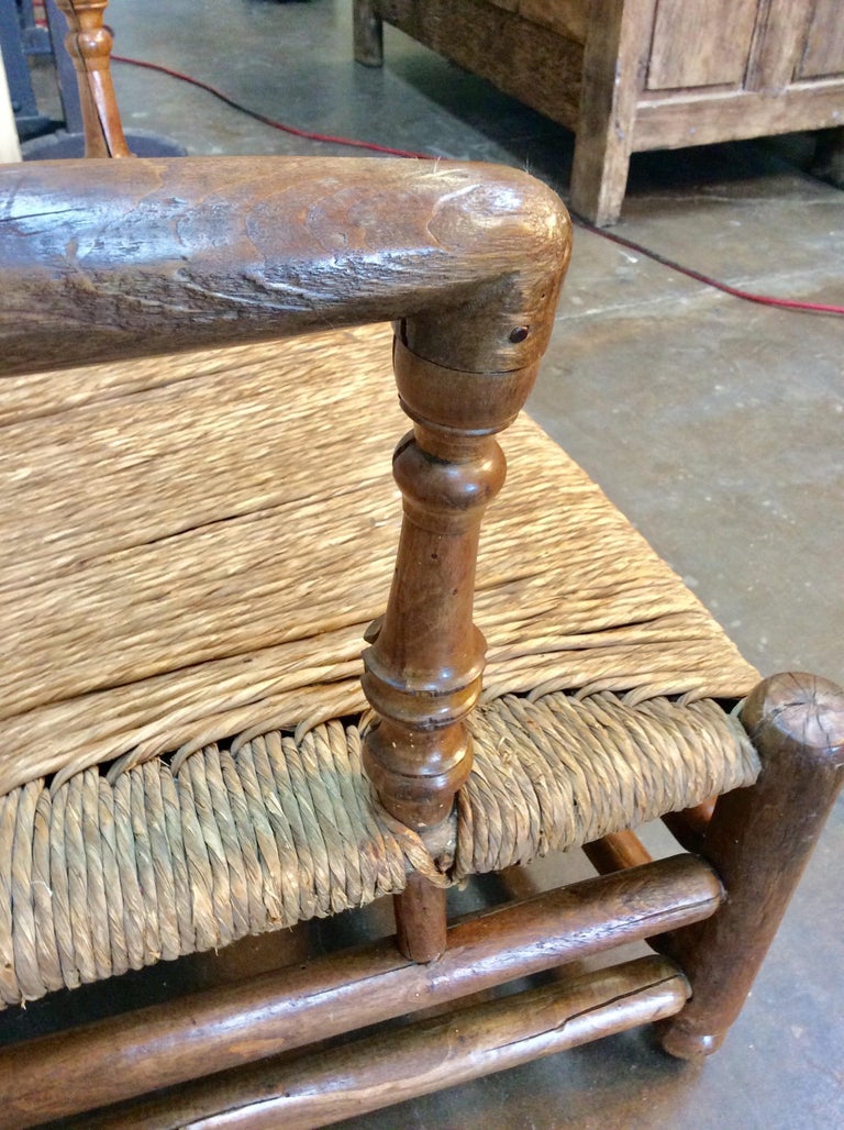 Mid-19th Century French Rush Seat Lounge Chair For Sale at 1stDibs