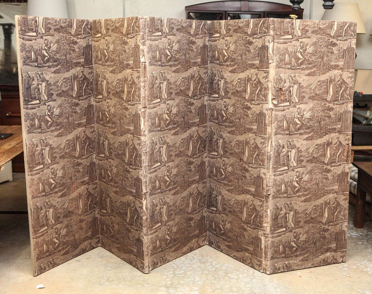 Mid-19th Century French Toile Fabric Screen For Sale at 1stDibs