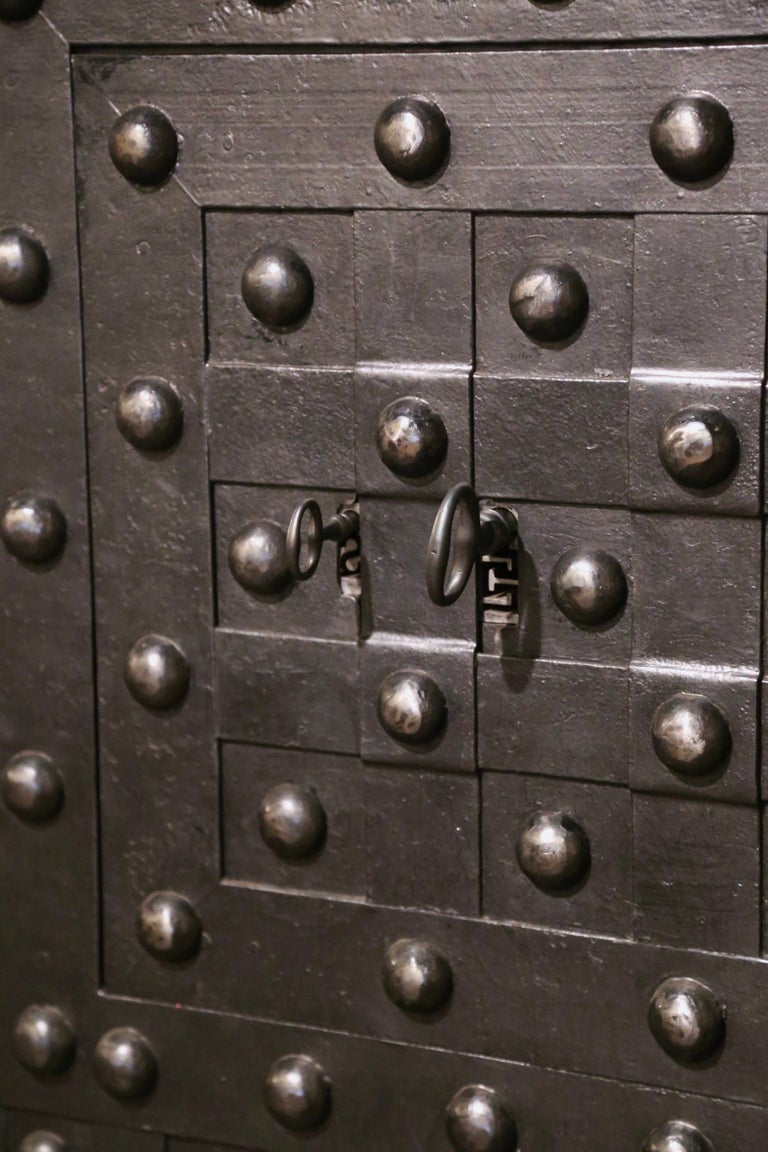 Mid-19th Century French Wrought Iron Hobnail Studded Safe by Magaud De ...