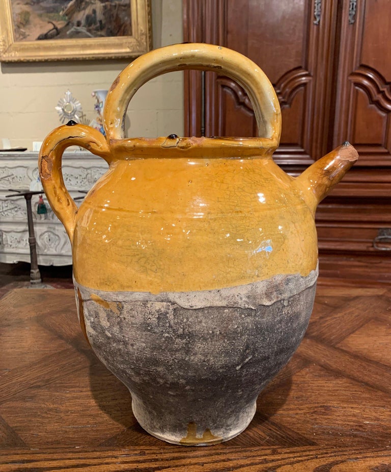Mid-19th Century French Yellow Glazed Pottery Olive Oil Pitcher from ...