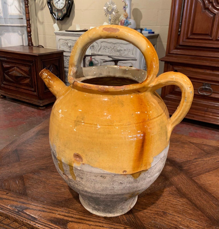 Mid-19th Century French Yellow Glazed Pottery Olive Oil Pitcher from ...