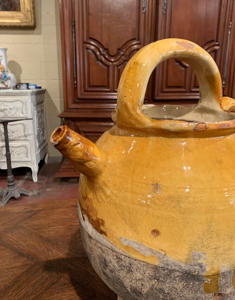Mid-19th Century French Yellow Glazed Pottery Olive Oil Pitcher from ...