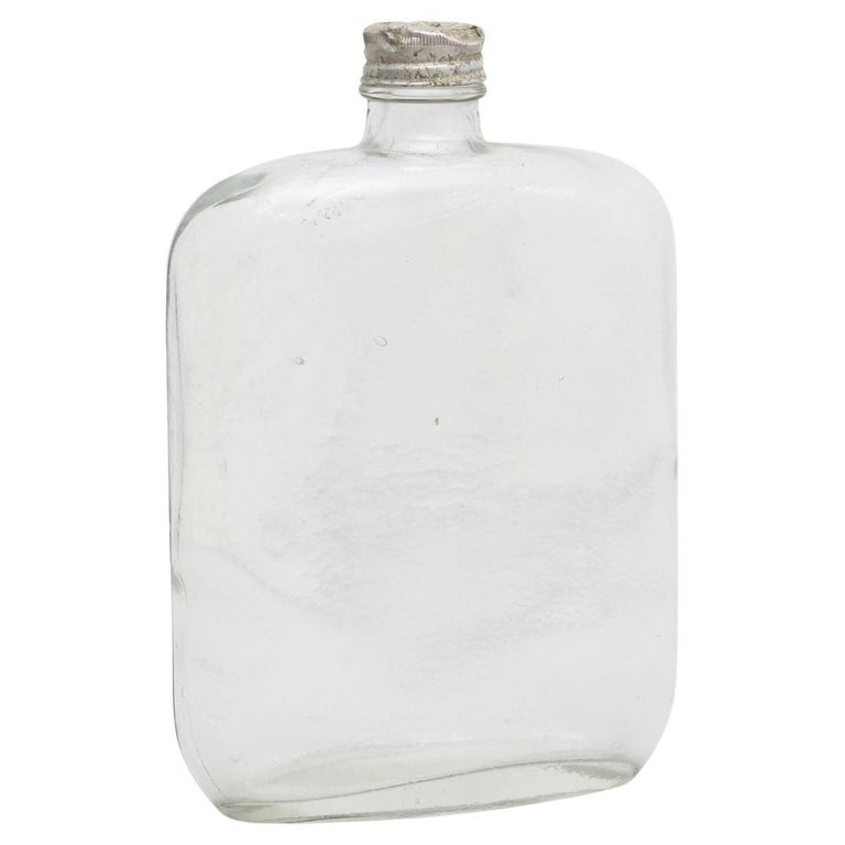 Mid-19th Century Glass Bottle with Metal Cap For Sale at 1stDibs