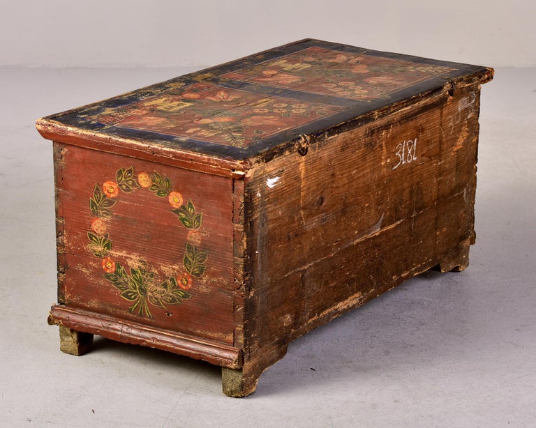 Mid 19th Century Hand Painted Romanian Painted Trunk For Sale at 1stDibs