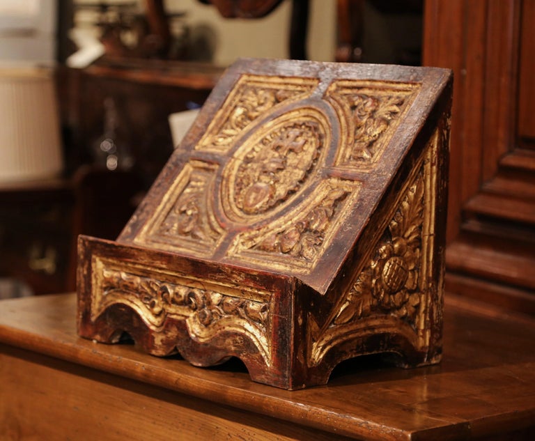 Mid-19th Century Italian Carved Giltwood Holy Bible Book Stand Holder ...