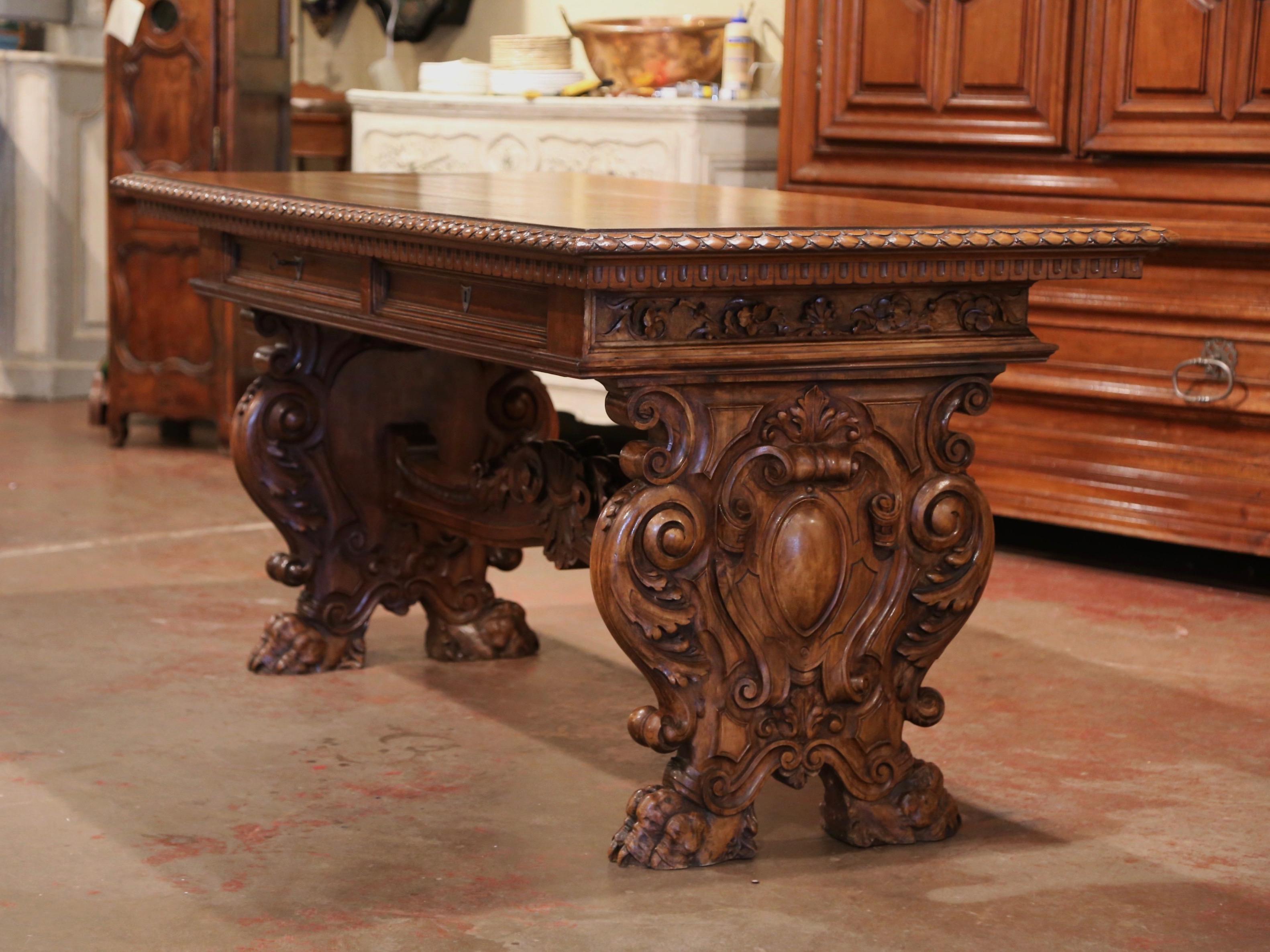 Mid-19th Century Italian Renaissance Revival Carved Walnut Writing ...