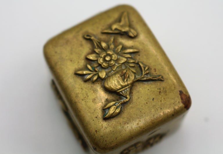 Mid-19th Century Japanese Meiji Period Bronze Stamp Box For Sale at 1stDibs