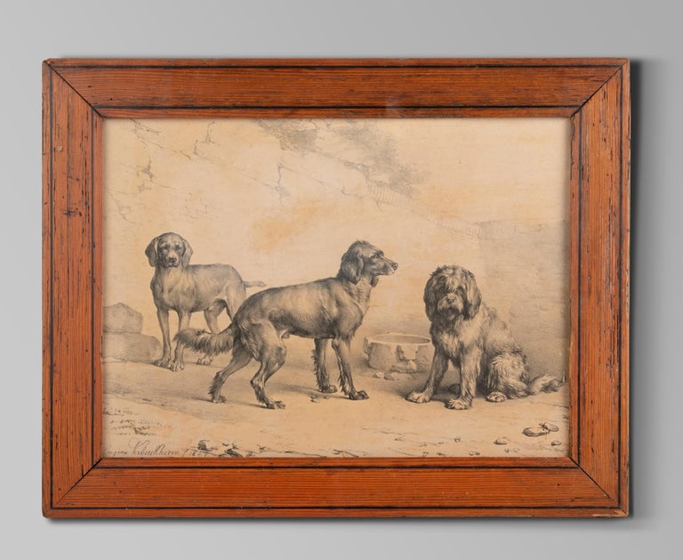 Mid-19th Century Litho of Dogs by Eugène Verboeckhoven For Sale at 1stDibs