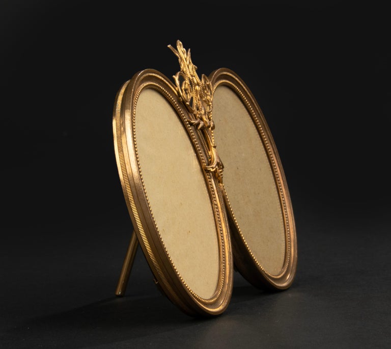 Mid-19th Century Louis XVI Style Ormolu Gilt Bronze Oval Double Picture ...