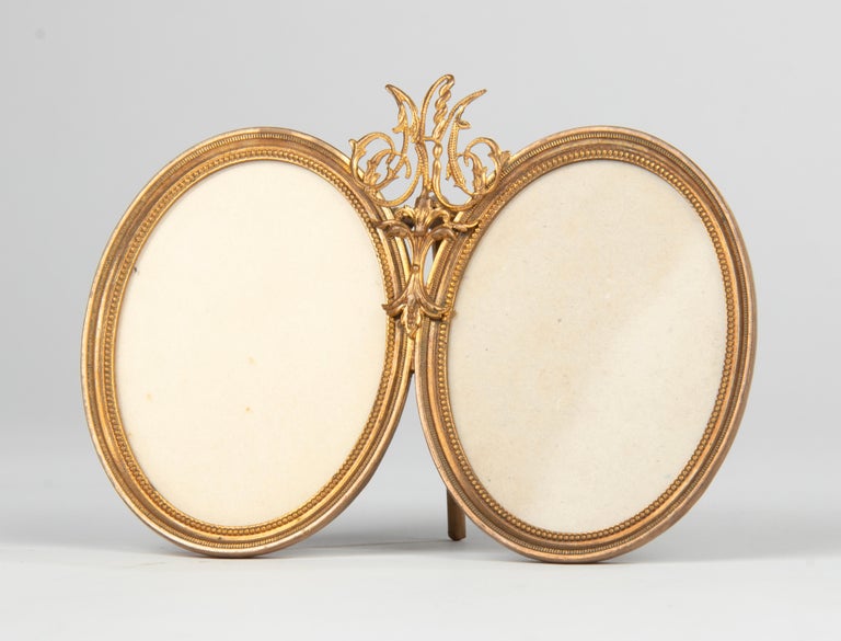 Mid-19th Century Louis XVI Style Ormolu Gilt Bronze Oval Double Picture ...