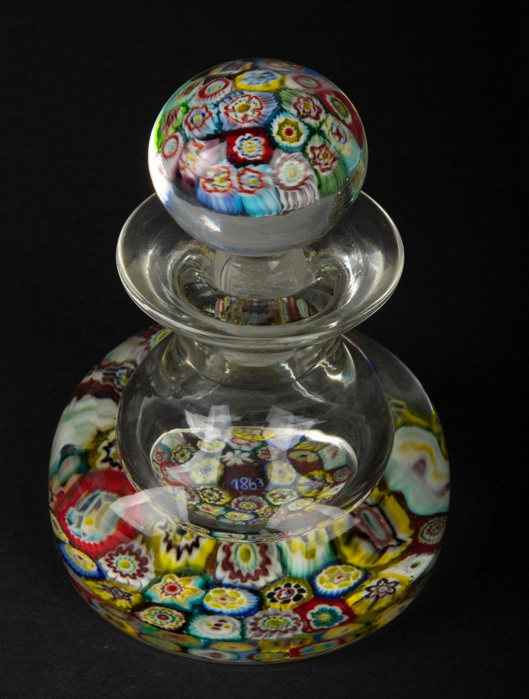 Mid-19th Century Murano Glass Paperweight / Bottle with Millefiori ...
