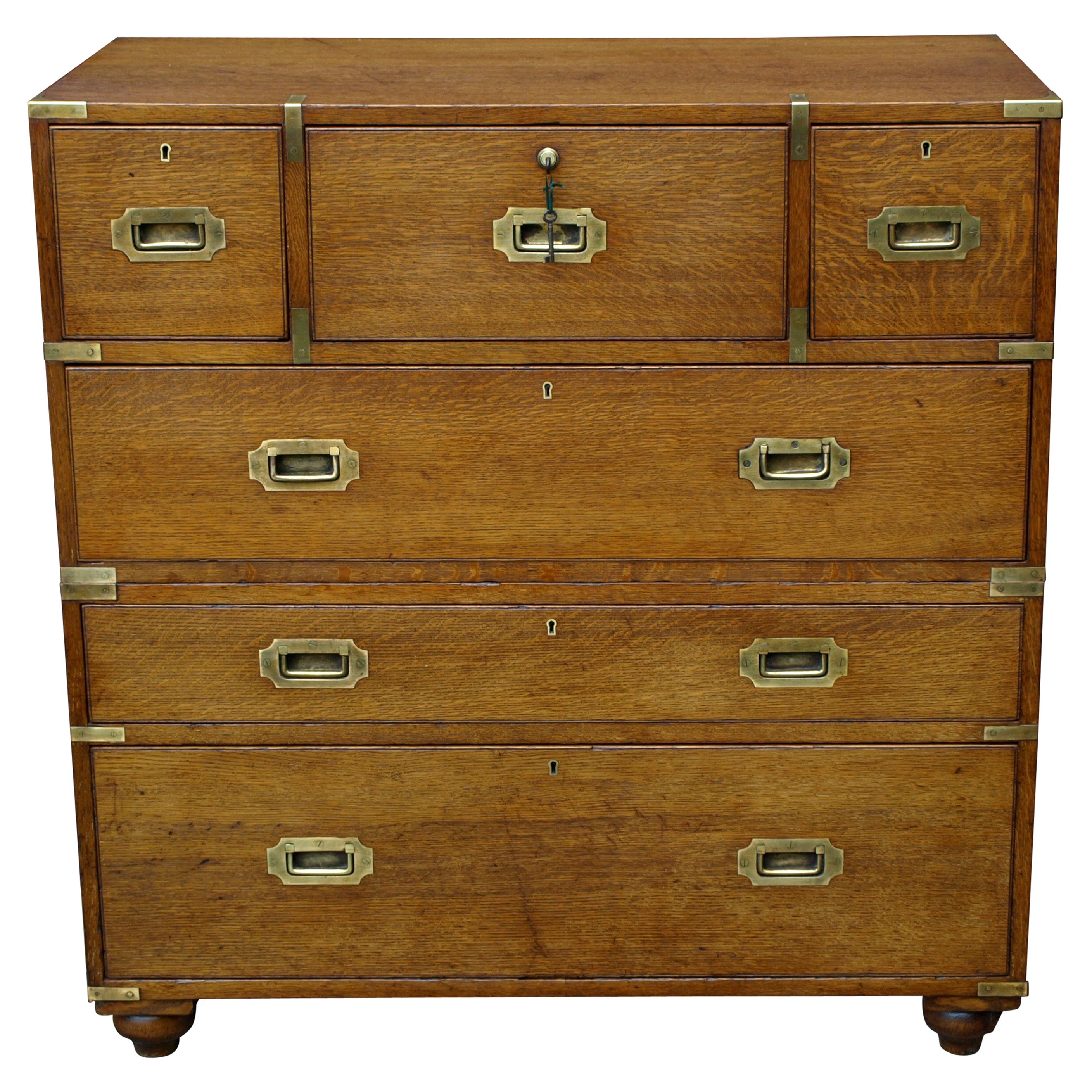 Regency Brass Mounted Mahogany Two-Part Secrétaire Military Campaign ...