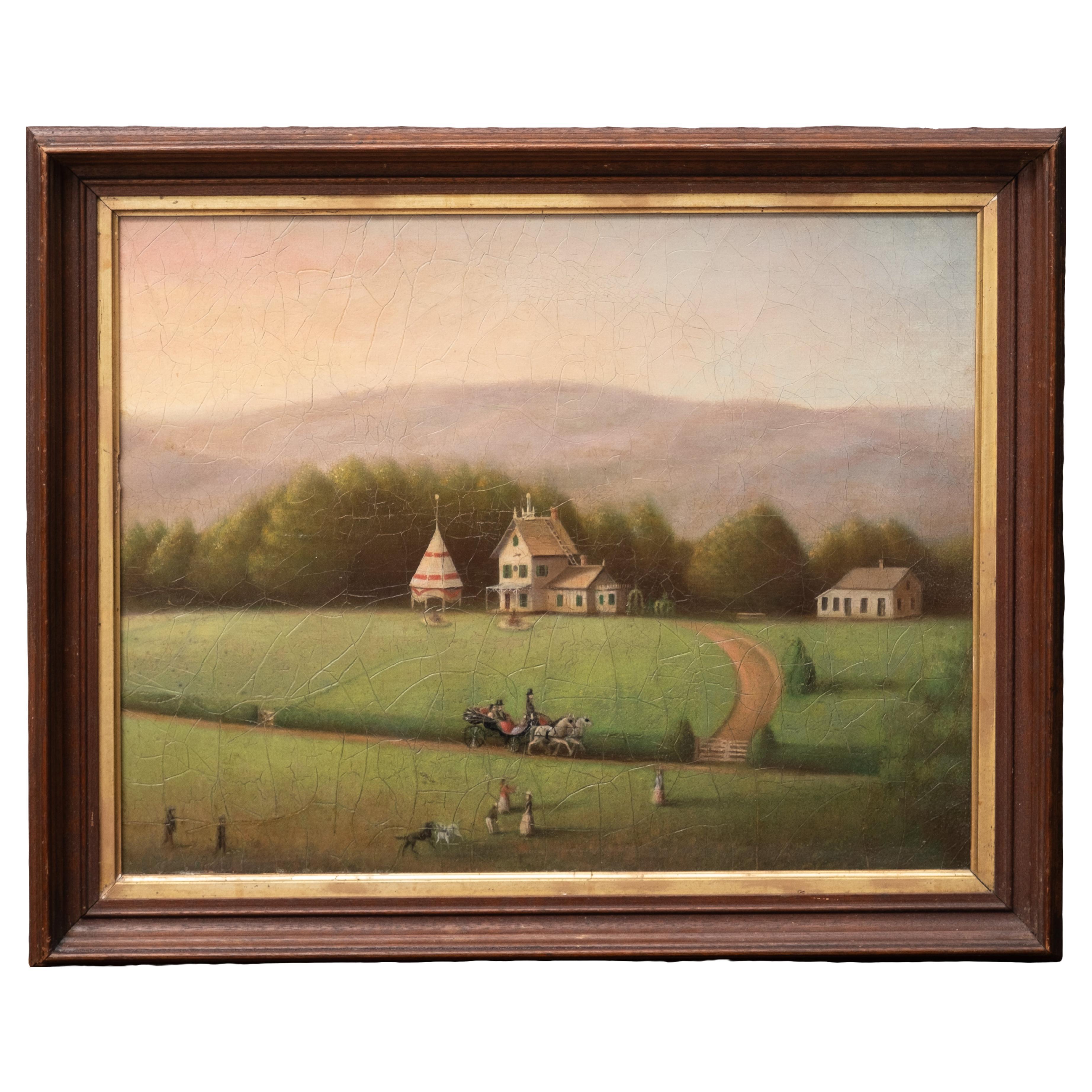 William R. Miller 19th Century "Britton's Mill", Staten Island Oil on ...