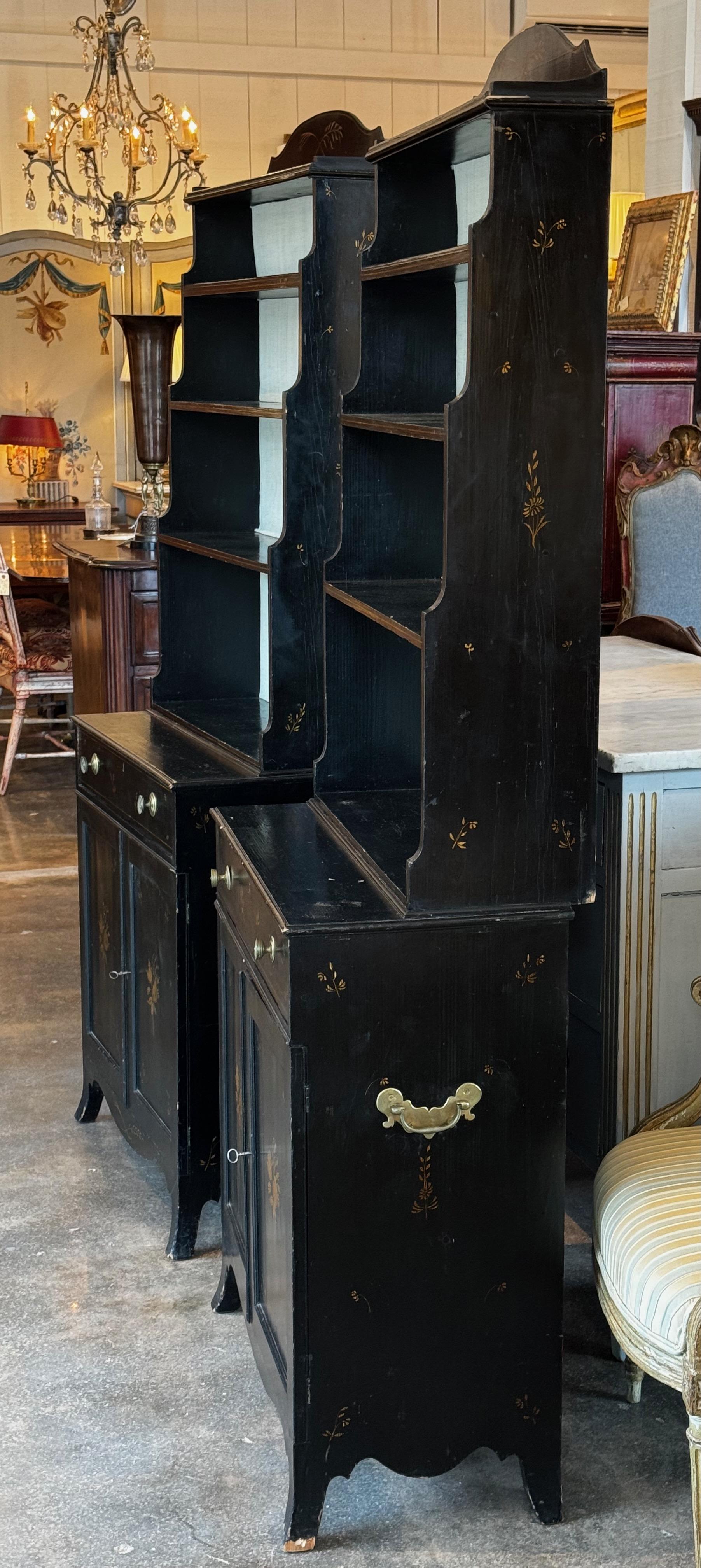 Mid 19th Century Pair of English Painted Waterfall Bookcases For Sale ...