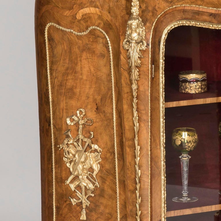 Mid-19th Century Pair of Figured Burr Walnut and Glass Panel Cabinets ...