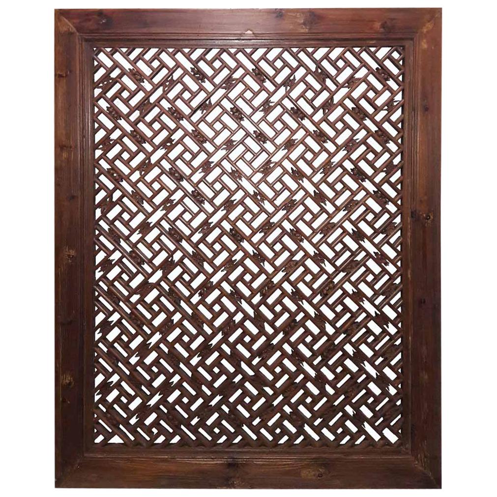 Modern Chinese Carved and Pierced Sandalwood Square Window Screen at ...