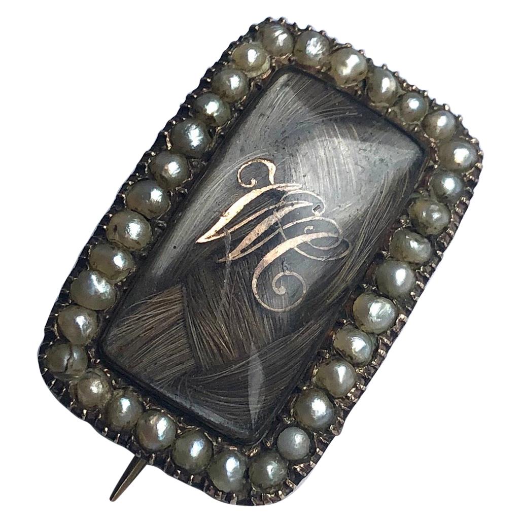 Victorian Antique 19th Century White Pearl and 18 Carat Gold Mourning ...