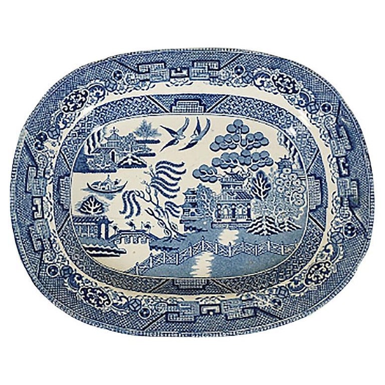 Mid-19th Century Pearlware Blue Willow Transfer Platter, England 1840 ...