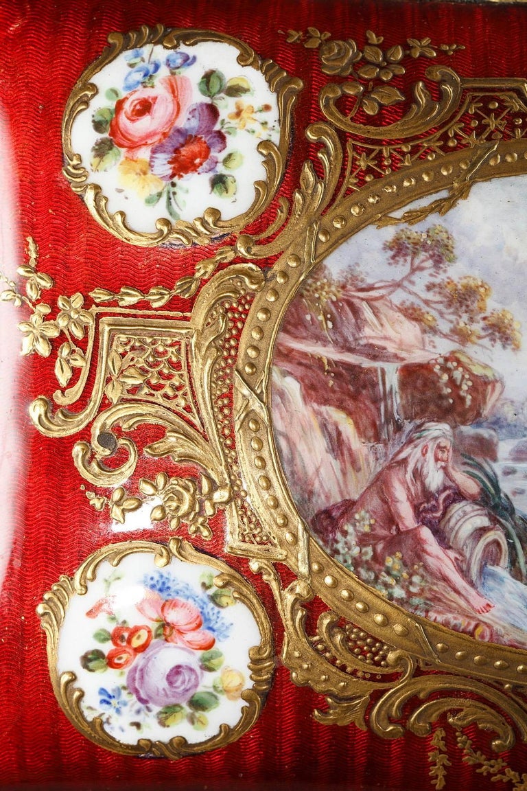 Mid-19th Century Red Enameled Keepsake Box with Mythological Scene at ...