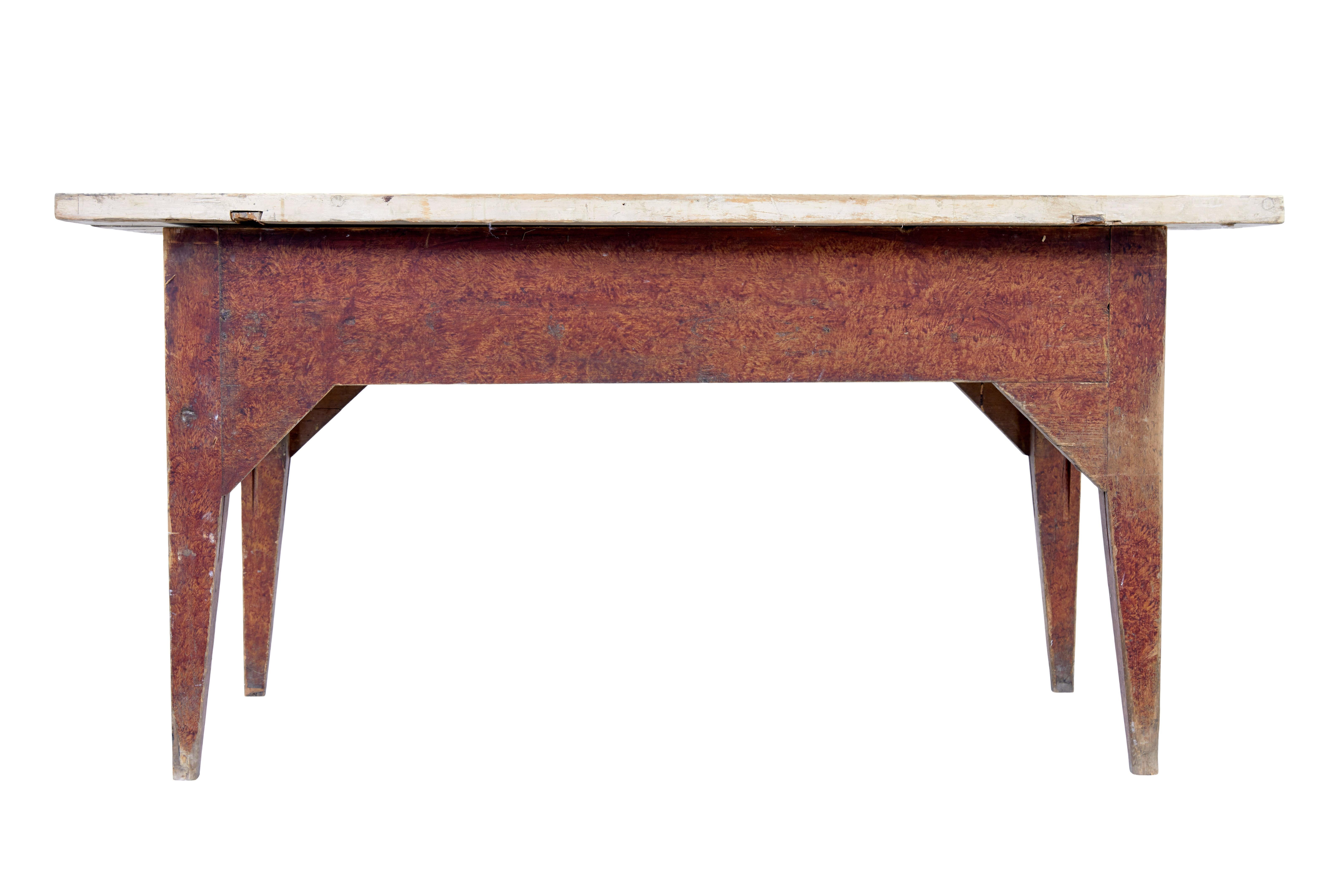 Mid 19th Century Rustic Painted Pine Kitchen Table For Sale at 1stDibs