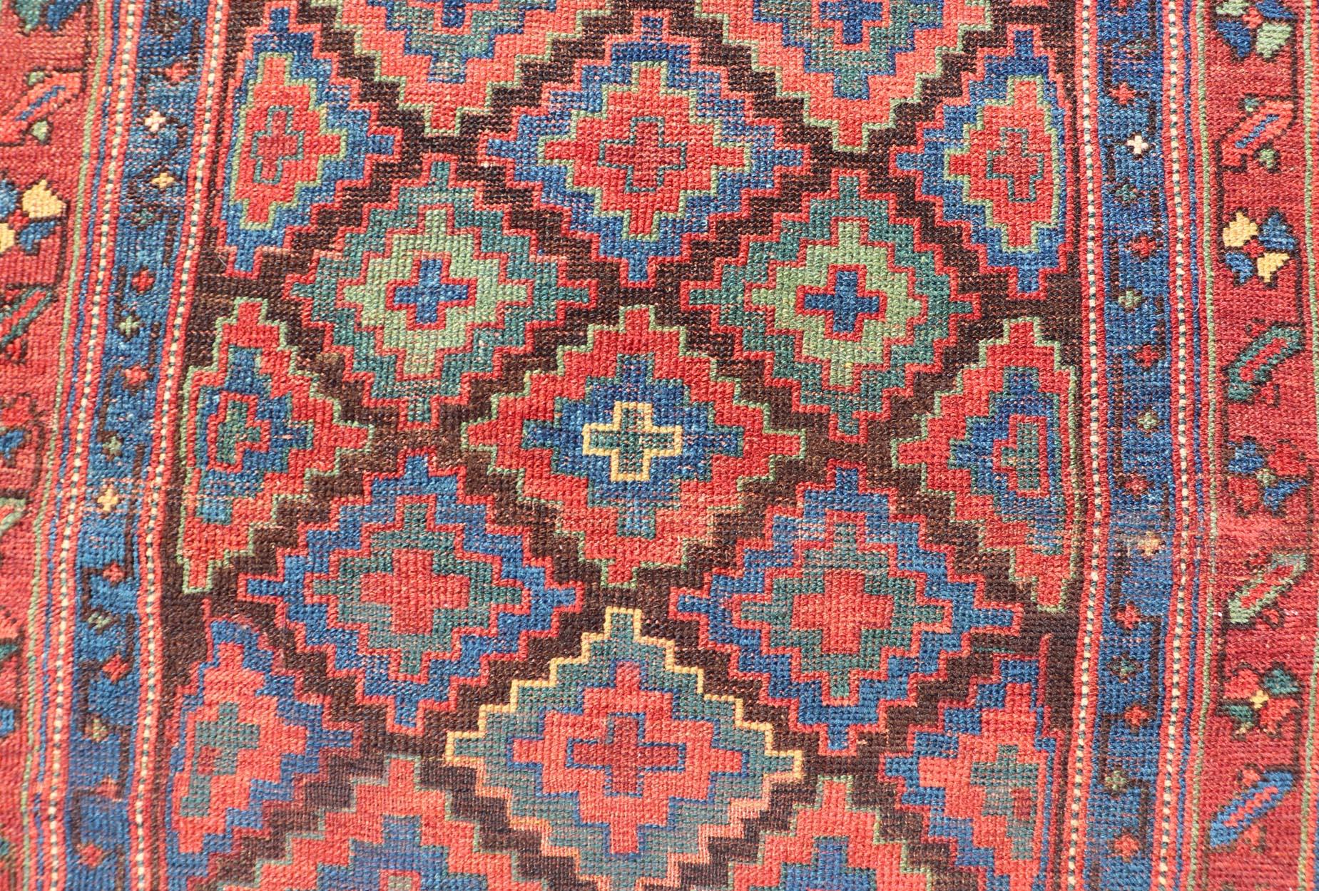 Mid 19th Century Sauj Bulak Kurd Carpet in Soft Colors and Diamond ...