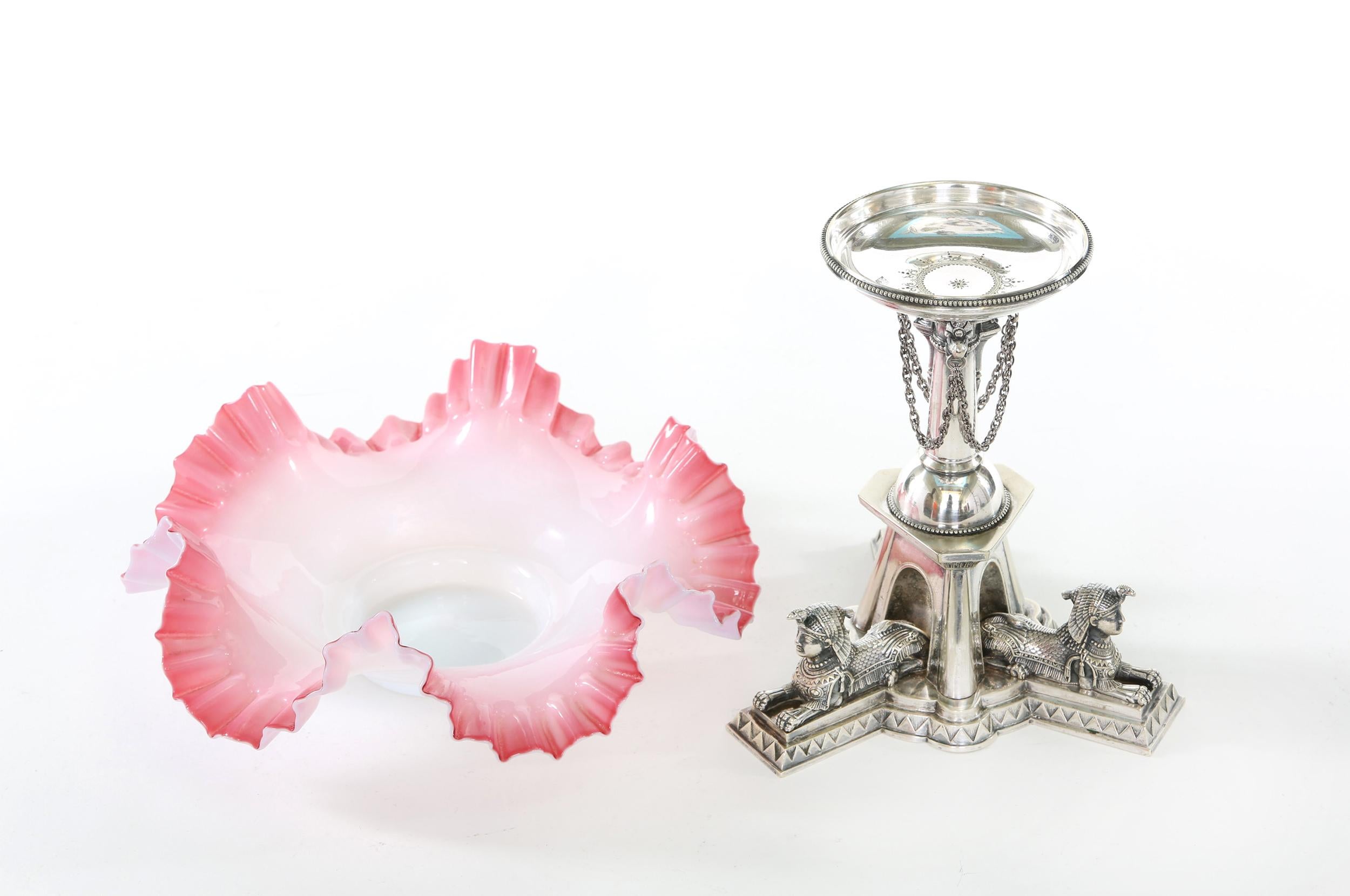 Mid-19th Century Silver Plated / Art Glass Tazza at 1stDibs