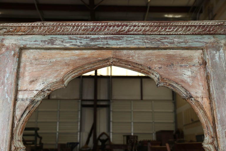 Mid-19th Century Solid Teak Wood Carved Arch Window Frame from a Castle ...
