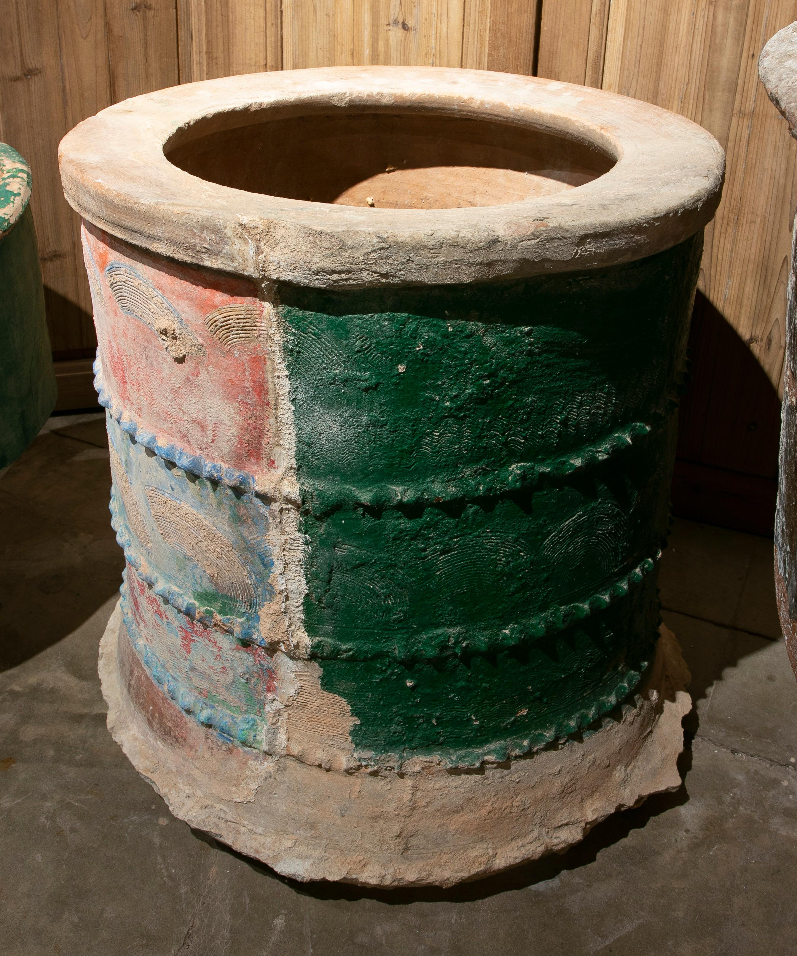 Mid-19th Century Spanish Handcrafted Painted Terracotta Water Well For ...