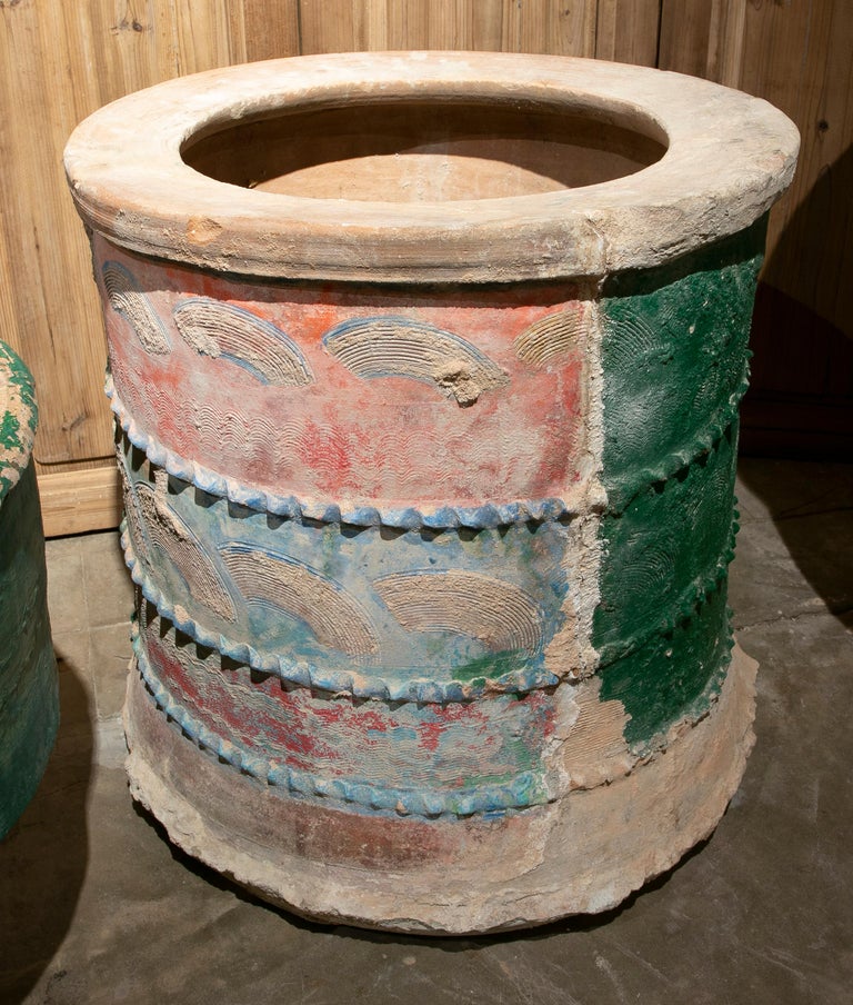 Mid-19th Century Spanish Handcrafted Painted Terracotta Water Well For ...