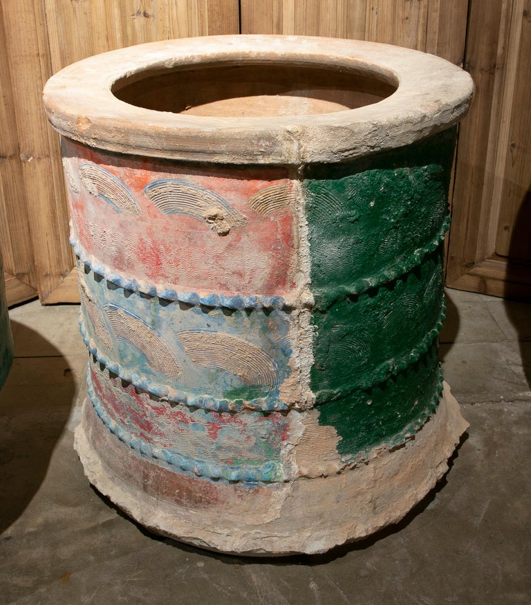 Mid-19th Century Spanish Handcrafted Painted Terracotta Water Well For ...