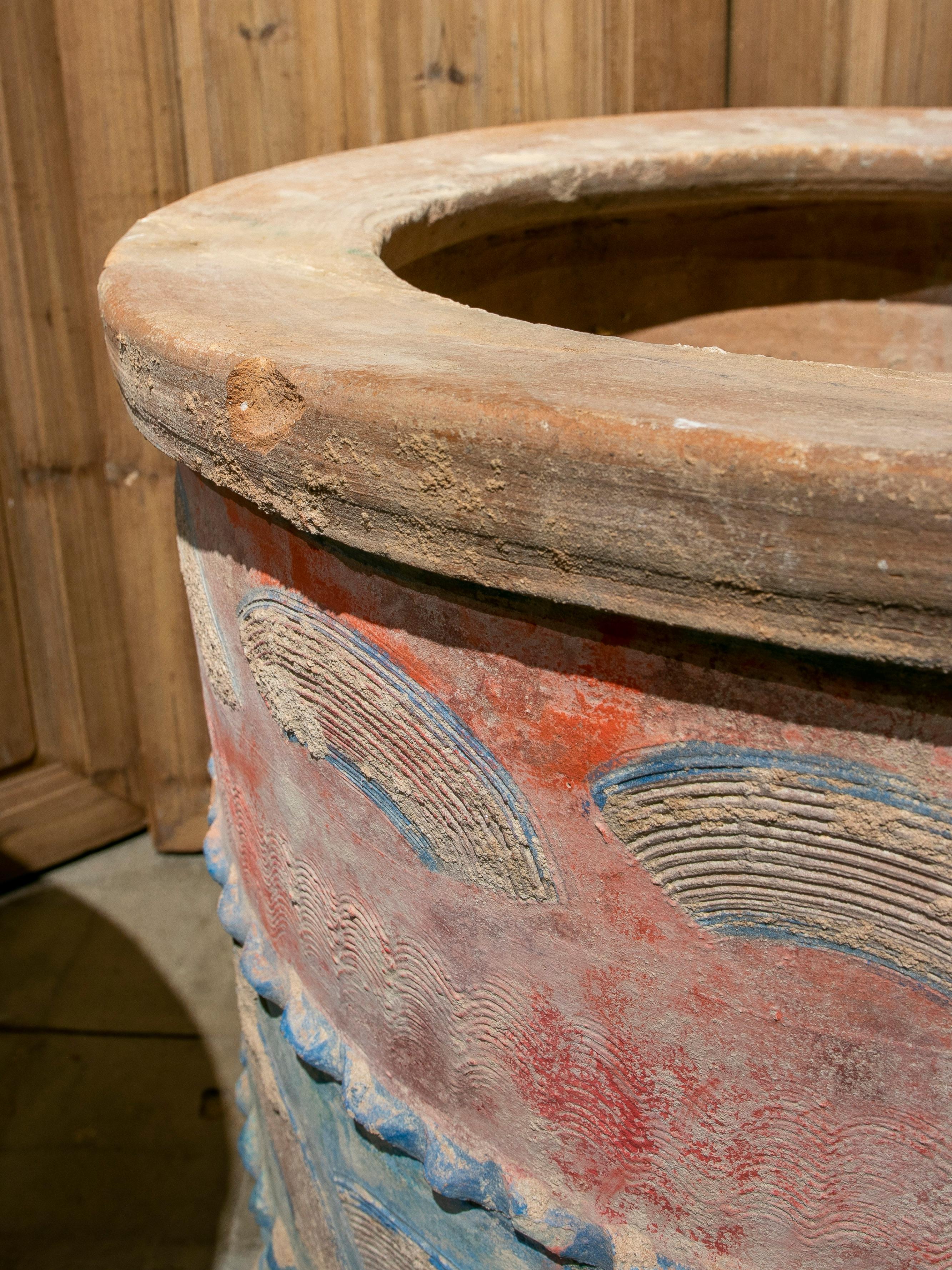 Mid-19th Century Spanish Handcrafted Painted Terracotta Water Well For ...