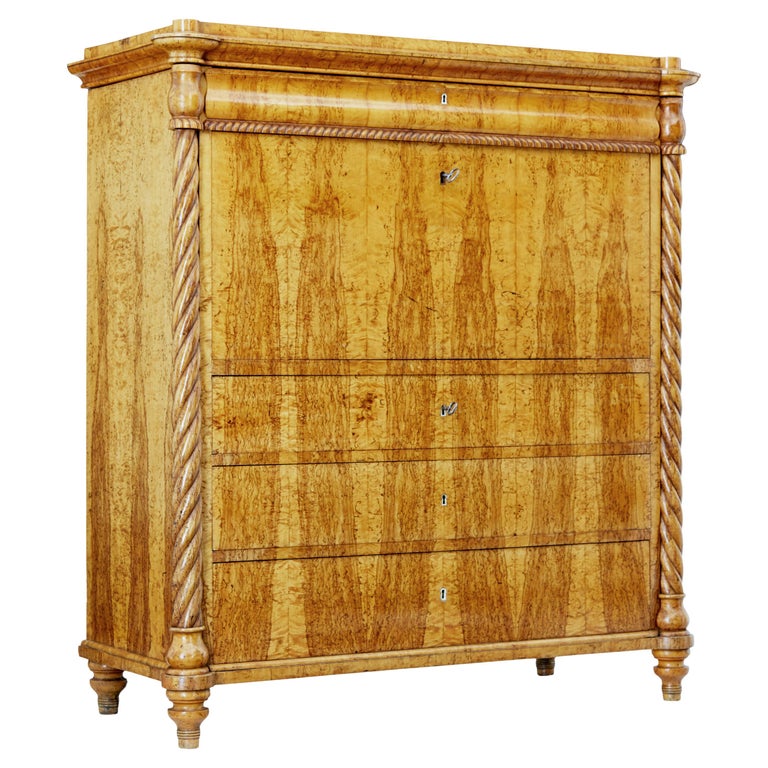 Mid 19th century Swedish burr birch escritoire For Sale at 1stDibs