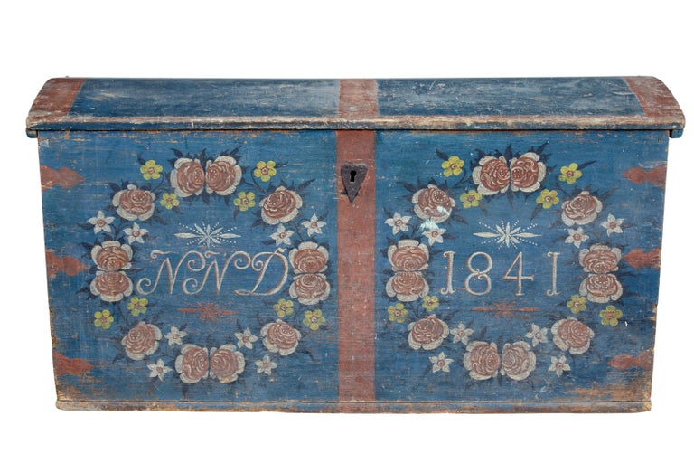 Mid-19th Century Swedish Folk Art Hand Painted Pine Coffer For Sale at ...