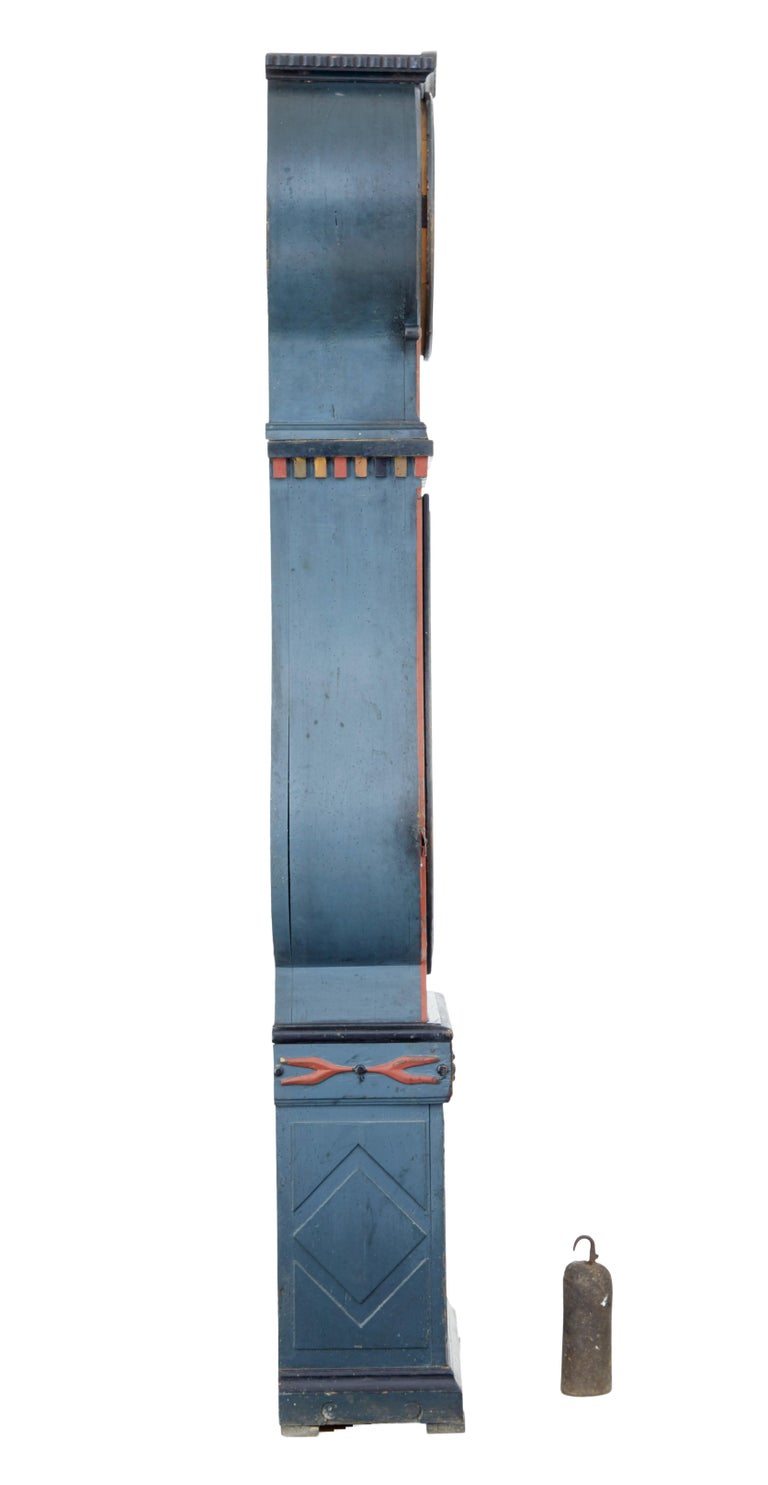 Mid-19th Century Swedish Hand Painted Mora Longcase Clock at 1stDibs