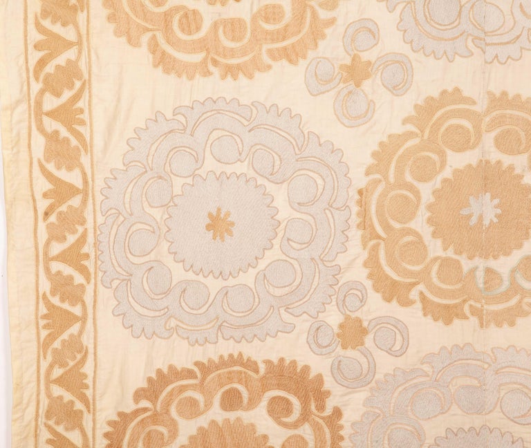 Mid-20th Century Pastel Small Suzani from Samarkand Uzbekistan at 1stDibs