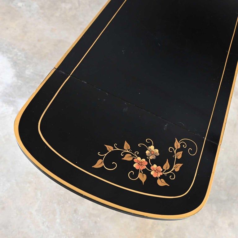 Mid-20th C. Regency Style Drexel Black and Gold Drop Leaf Rolling ...